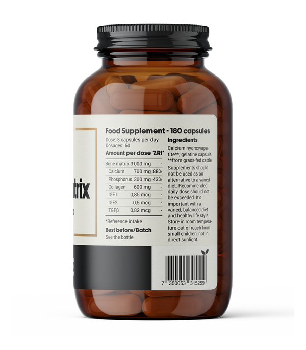 Natural Calcium Supplement | Grass-Fed Bone Matrix, 180 caps – Dense ...
